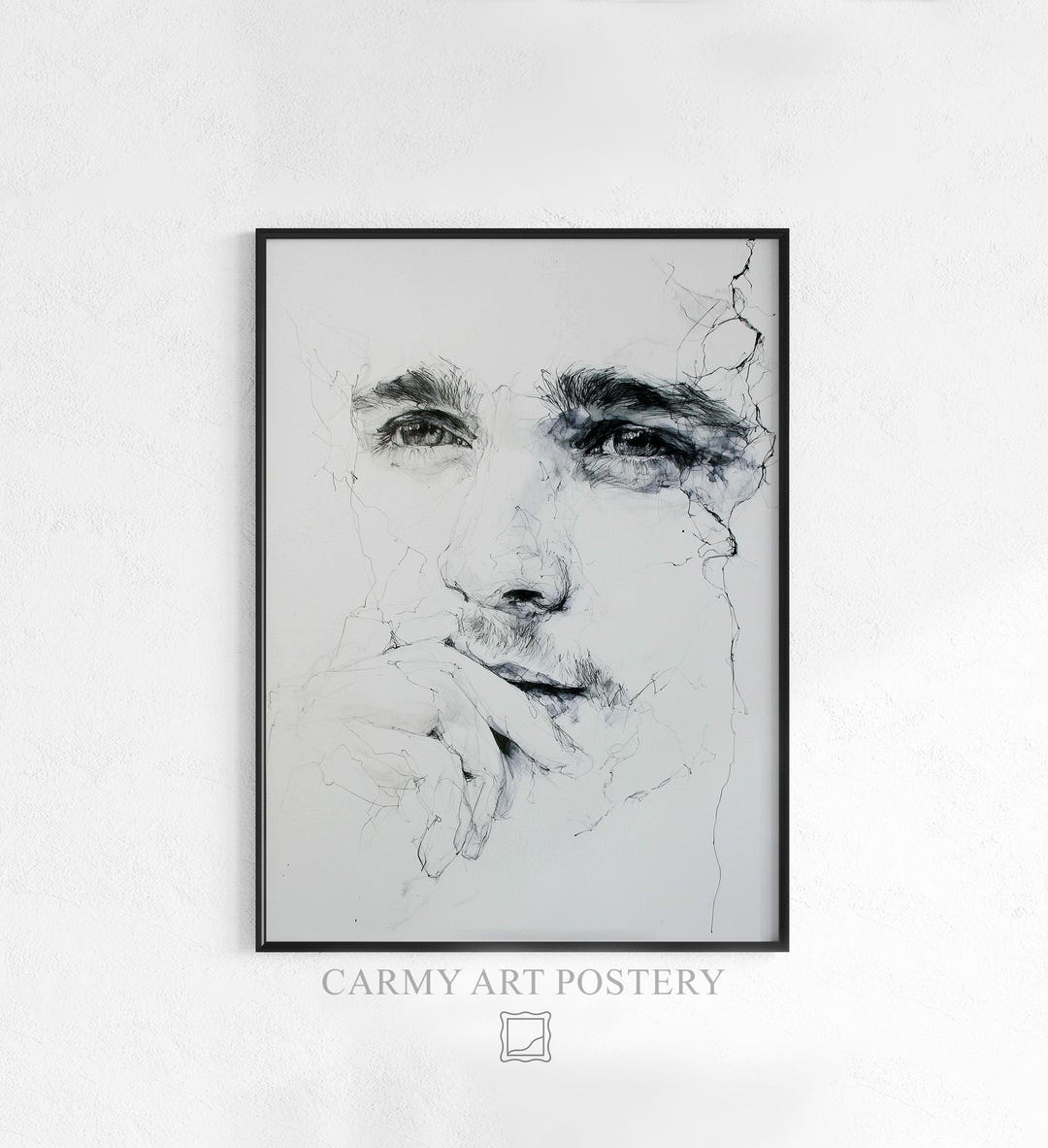 Moody Minimalist Portrait Printable - Elegant Woman's Face, Sketch Art ...