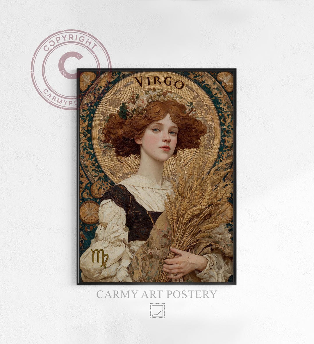 Elegant Virgo Art Nouveau Printable - Vintage Astrological Wall Art ...
