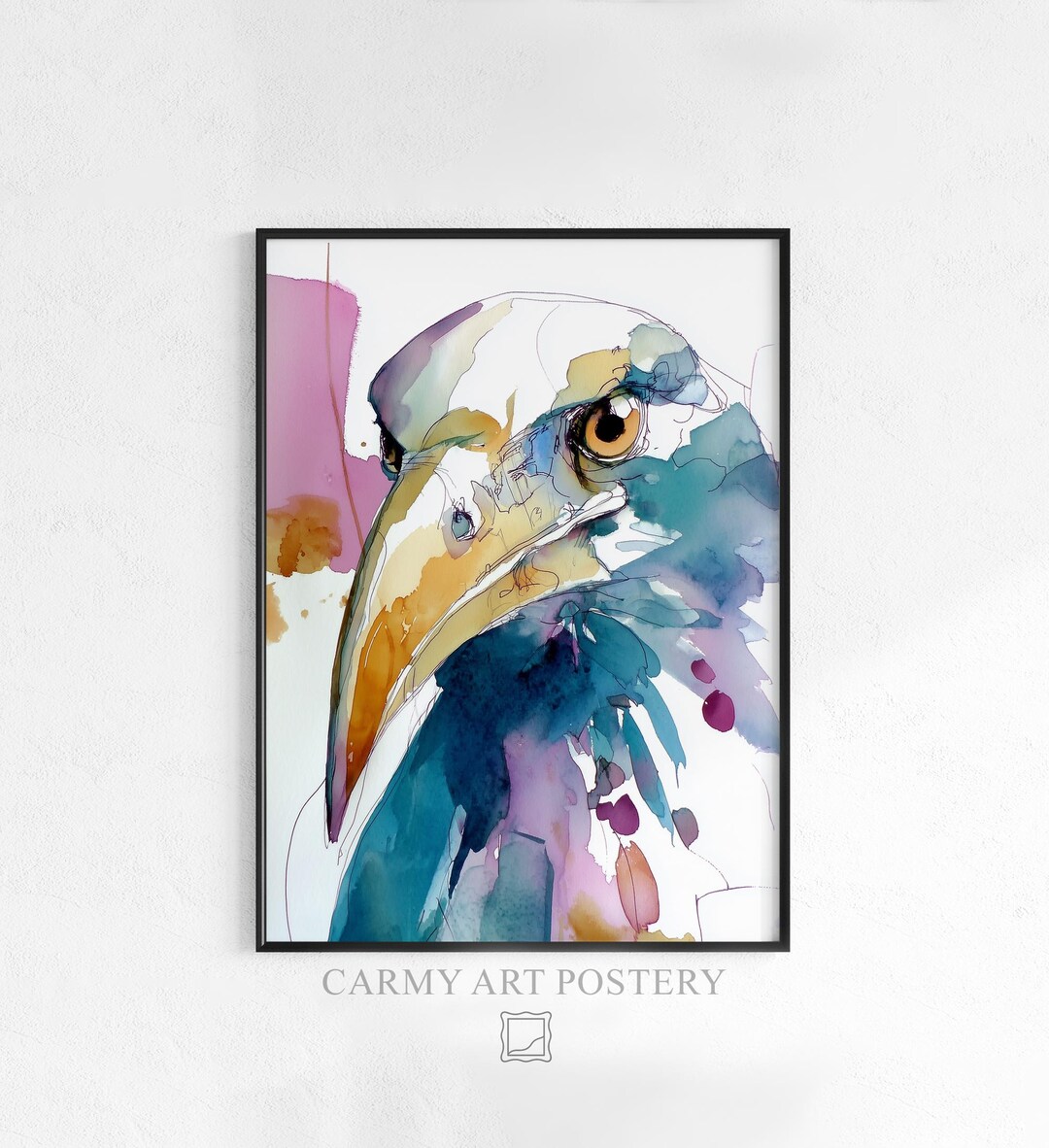 Colorful Crow Portrait Printable - Modern Bold Watercolor Art ...