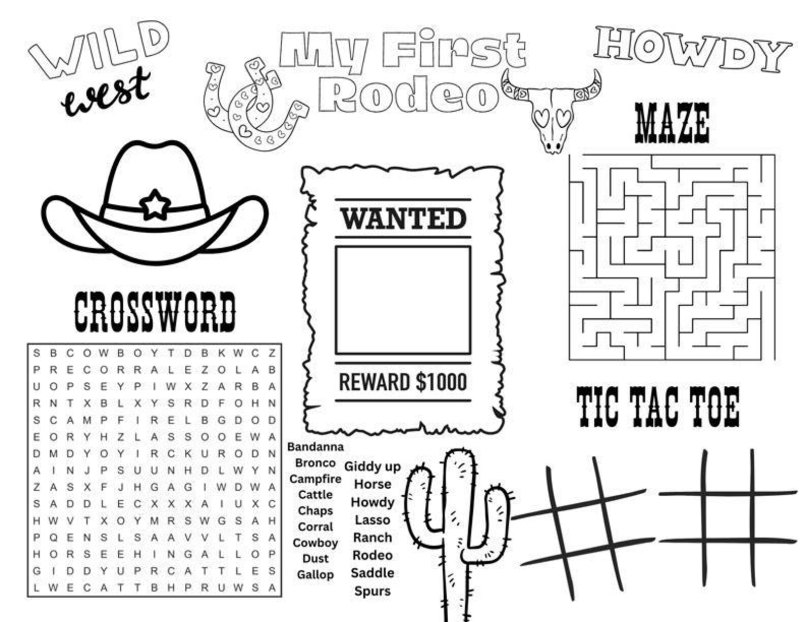 My First Rodeo Activity Sheet - Etsy