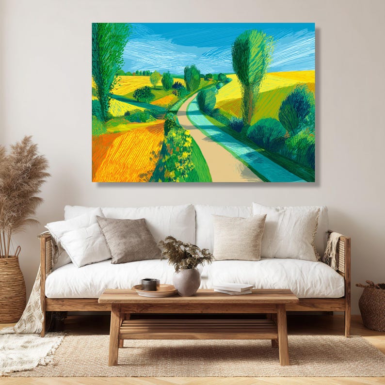 Vibrant Countryside Path Canvas, Colorful Nature Landscape, Scenic ...