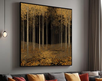 Gustav Klimt Autumn Forest Canvas Art, Floral Landscape - Etsy