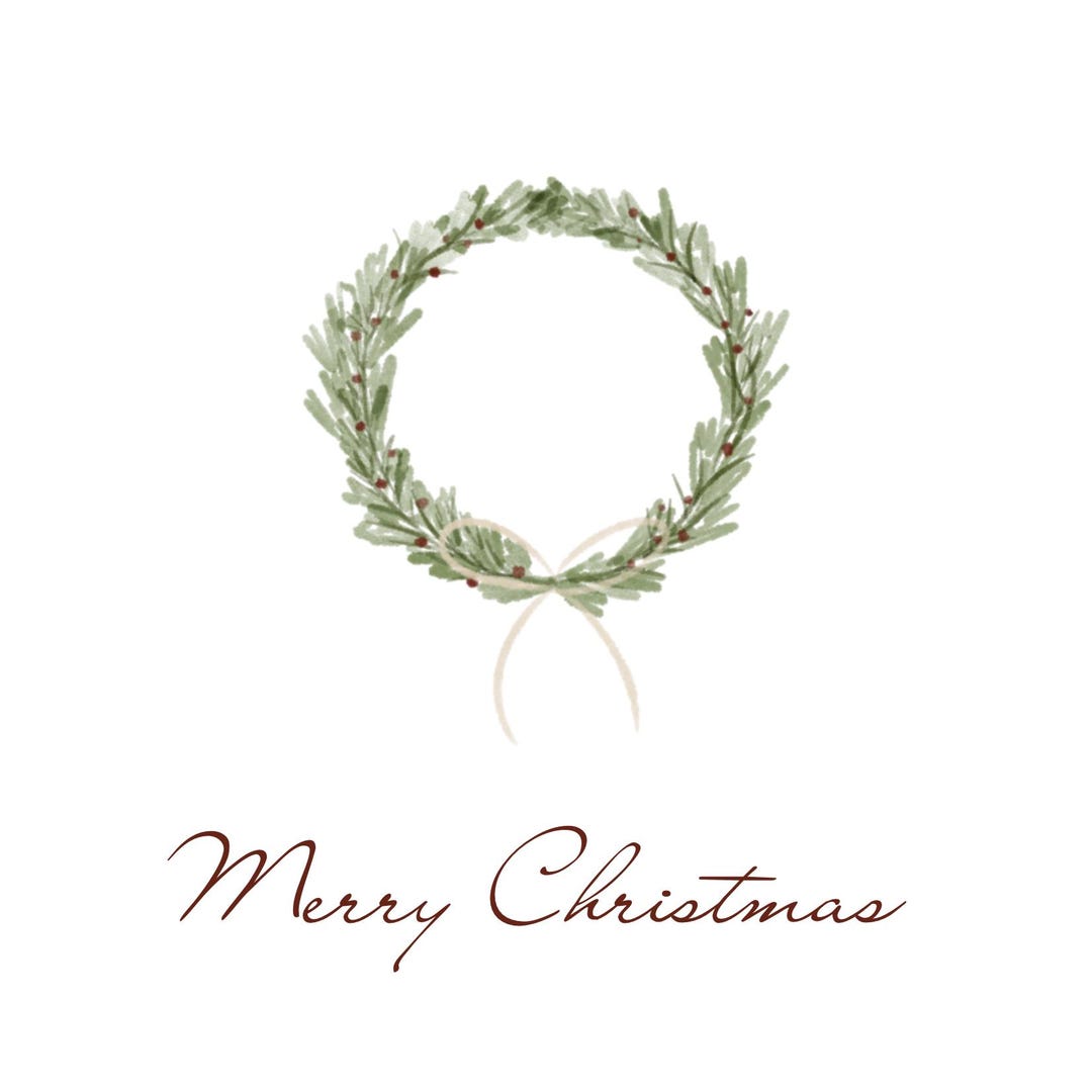 Christmas Wreath Card Canva Template - Etsy