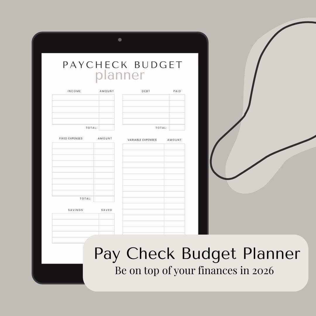 Customisable & Printable Pay Check Budget Planner Digital Download PDF ...