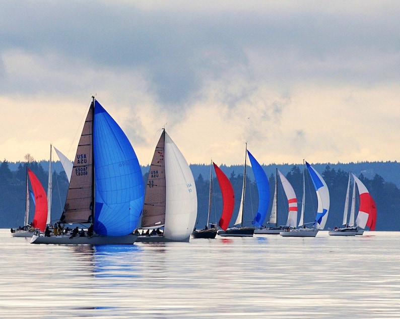 Sailboat Photo..... Seattle Photo, A Winter Sail, Home Decor, Wall ...