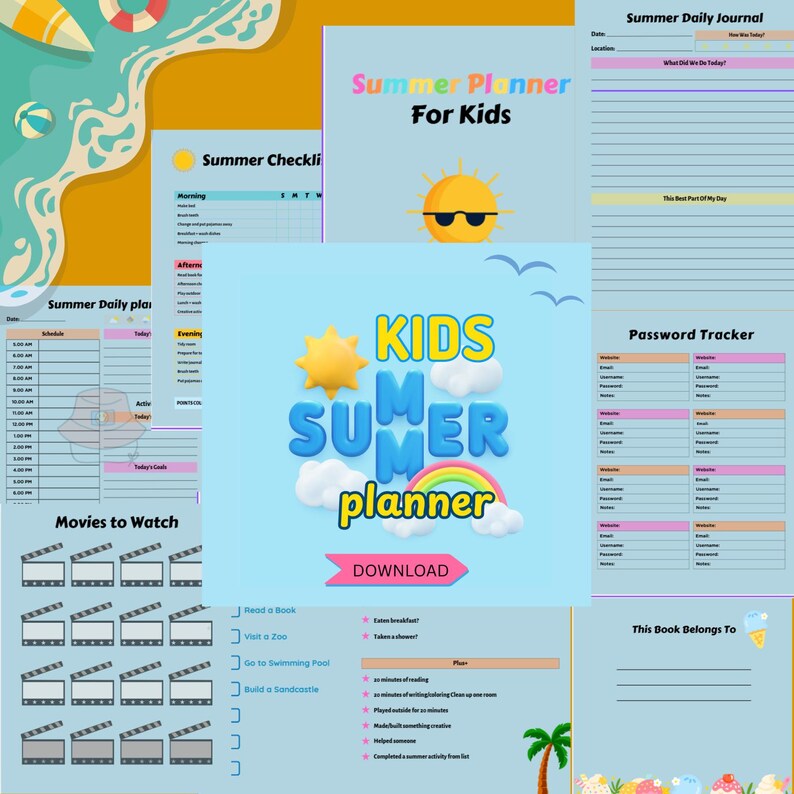 Kids Summer Planner, Daily Weekly Journal (printable PDF Download) - Etsy