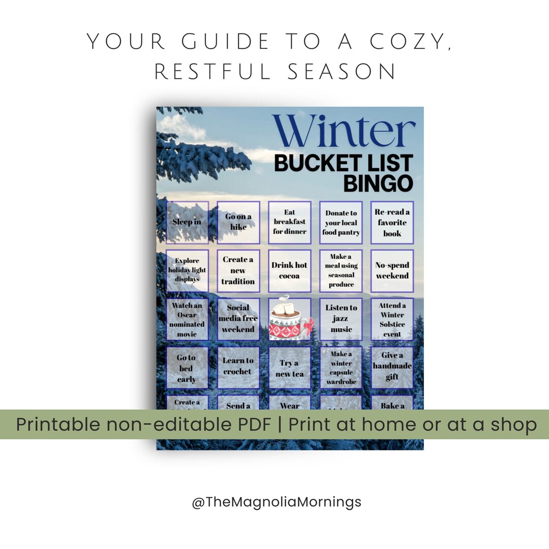 Winter Bucket List Bingo - Etsy