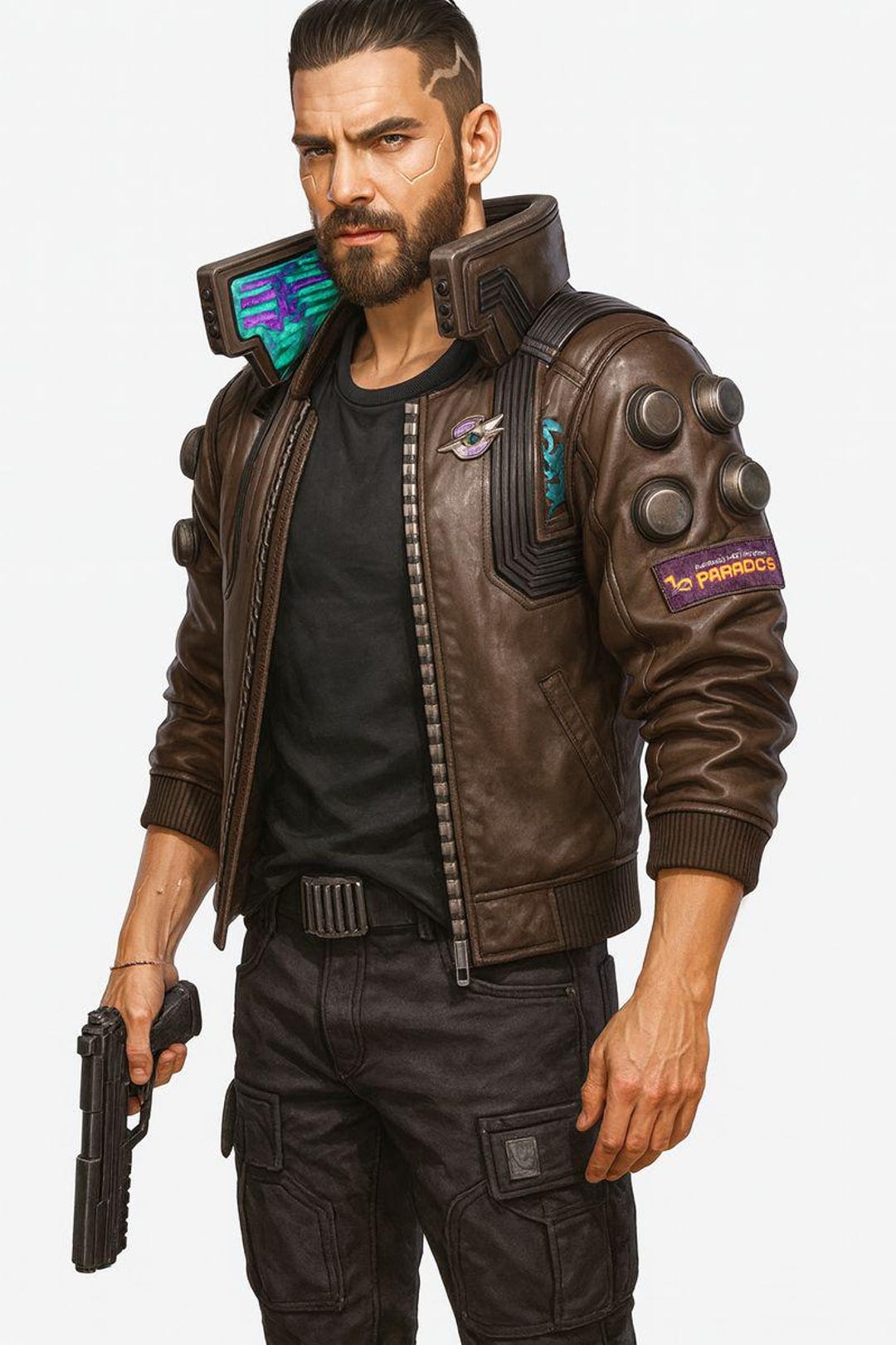 Samurai V Inspired Leather Jacket Handmade With LED Collar - Etsy