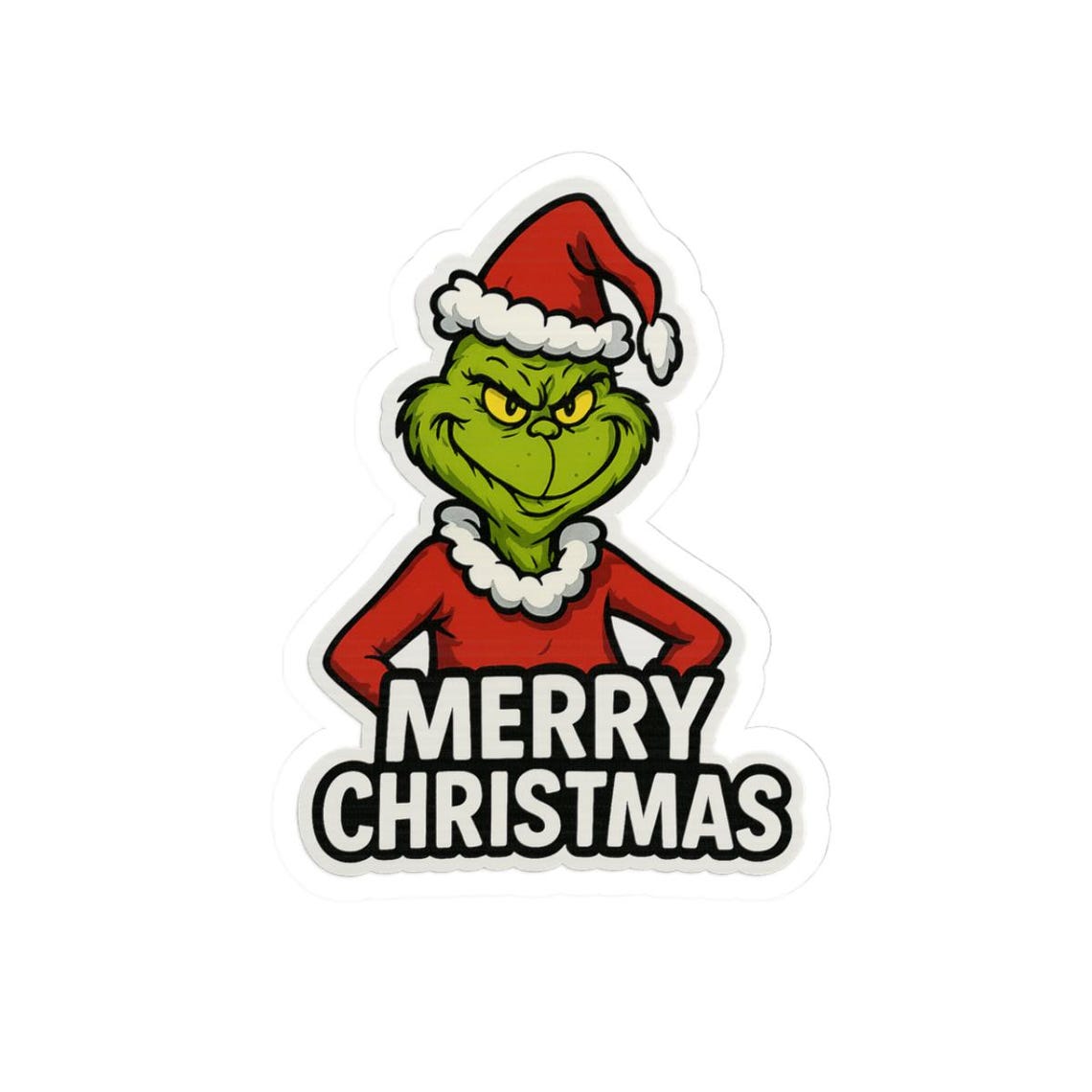 Grinch in Santa Outfit Kiss-cut Stickers | Merry Christmas Illustration ...