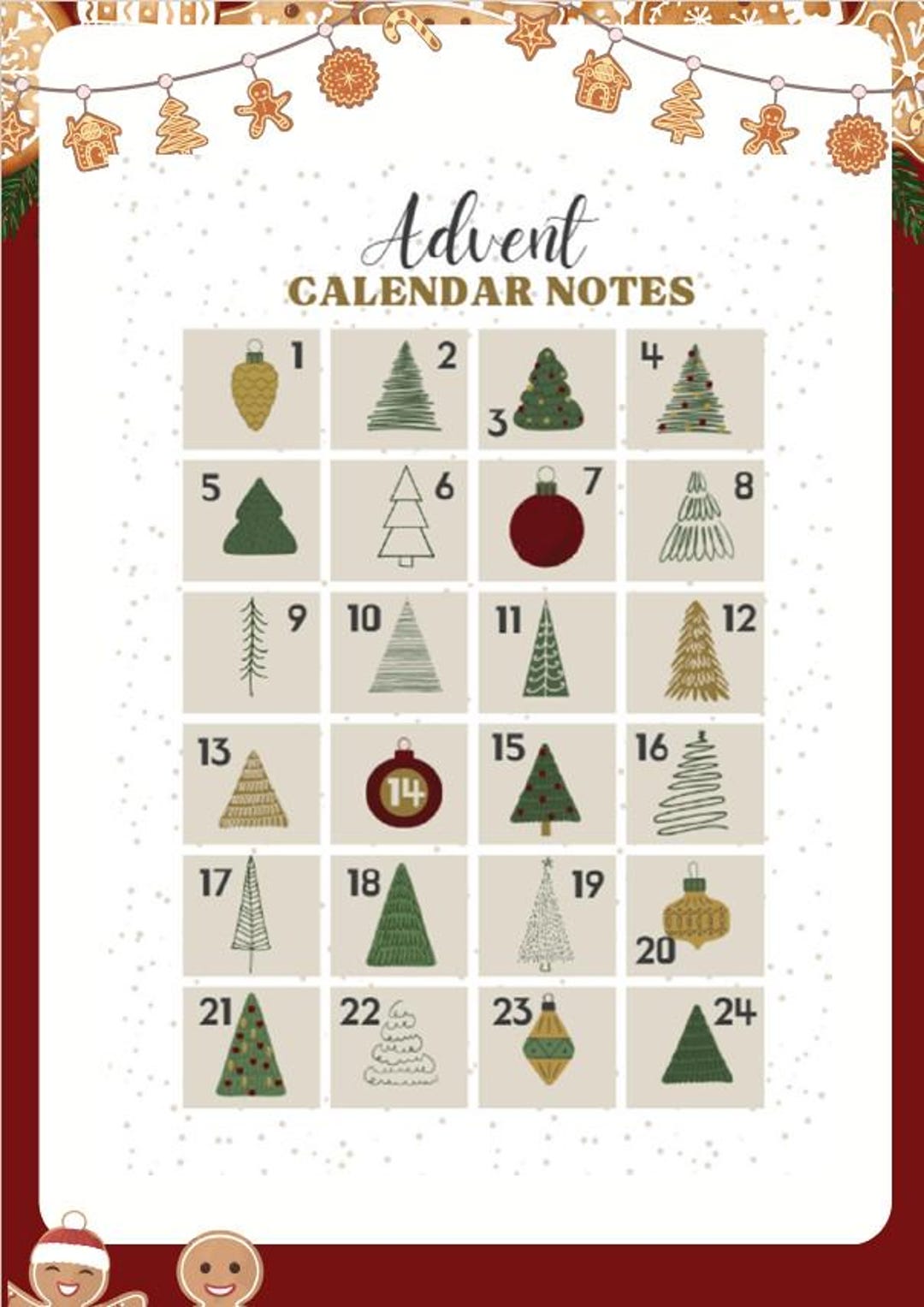 Print & Cut - Advent Themed Activity Notes for Kids - Etsy