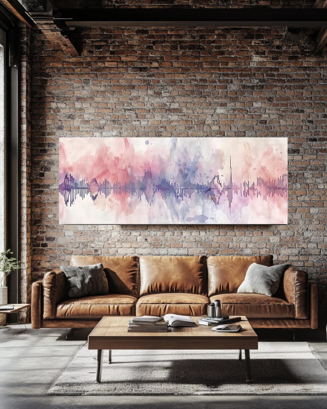 Panoramic Soundwave Watercolor Canvas, Wide Audio Wave Art, Pastel ...