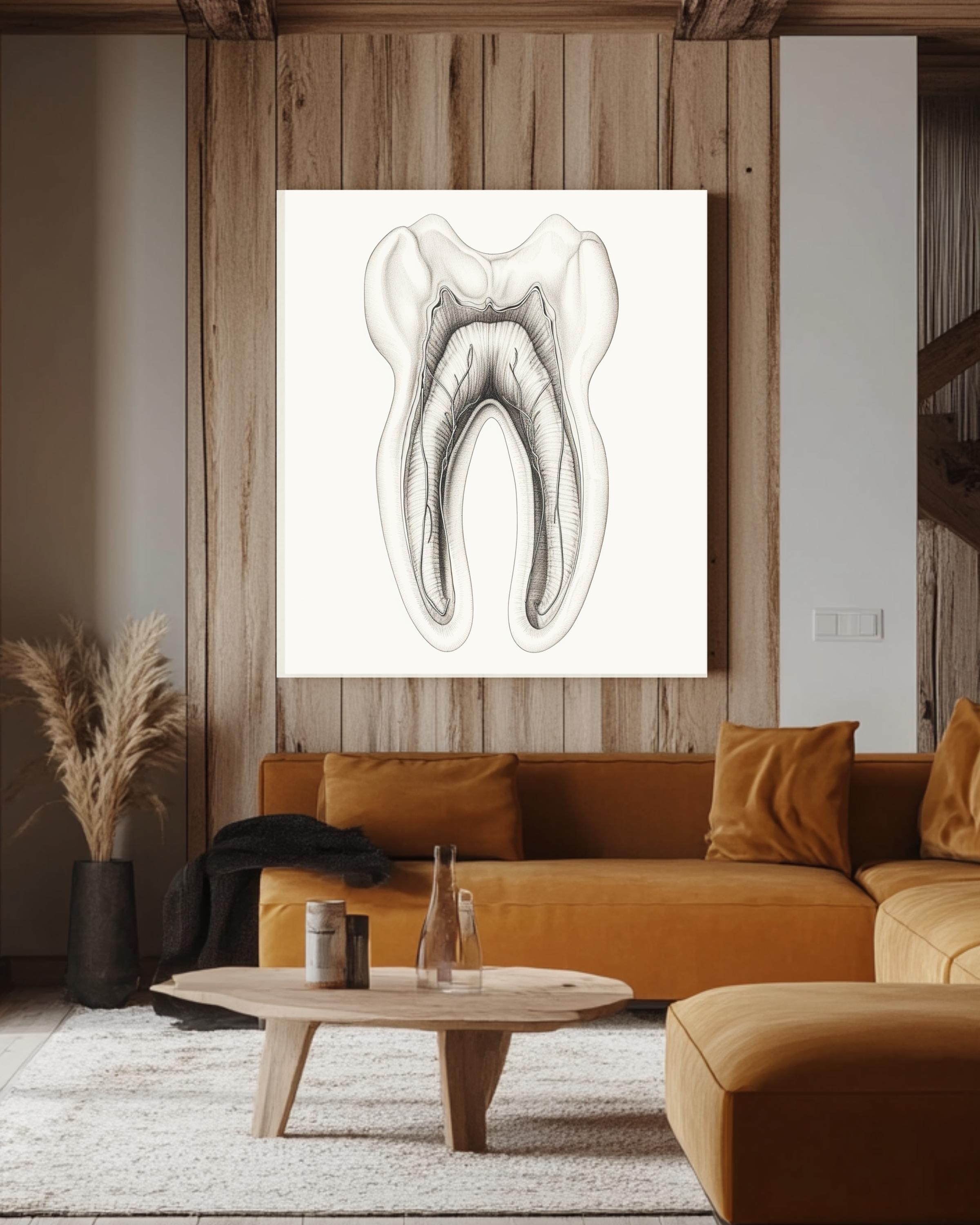Minimalist Tooth Anatomy Canvas Print, Black Ink Dental Art - Etsy
