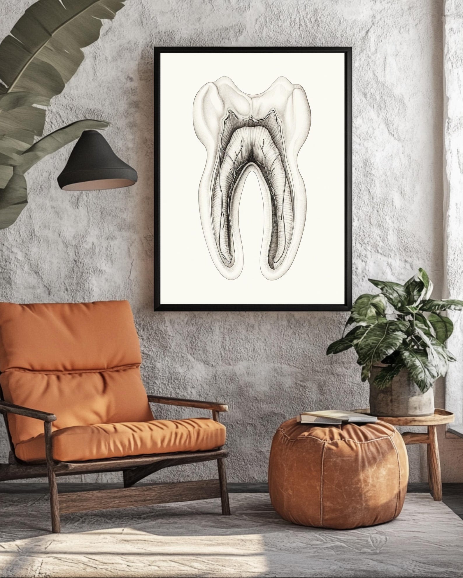 Minimalist Tooth Anatomy Canvas Print, Black Ink Dental Art - Etsy