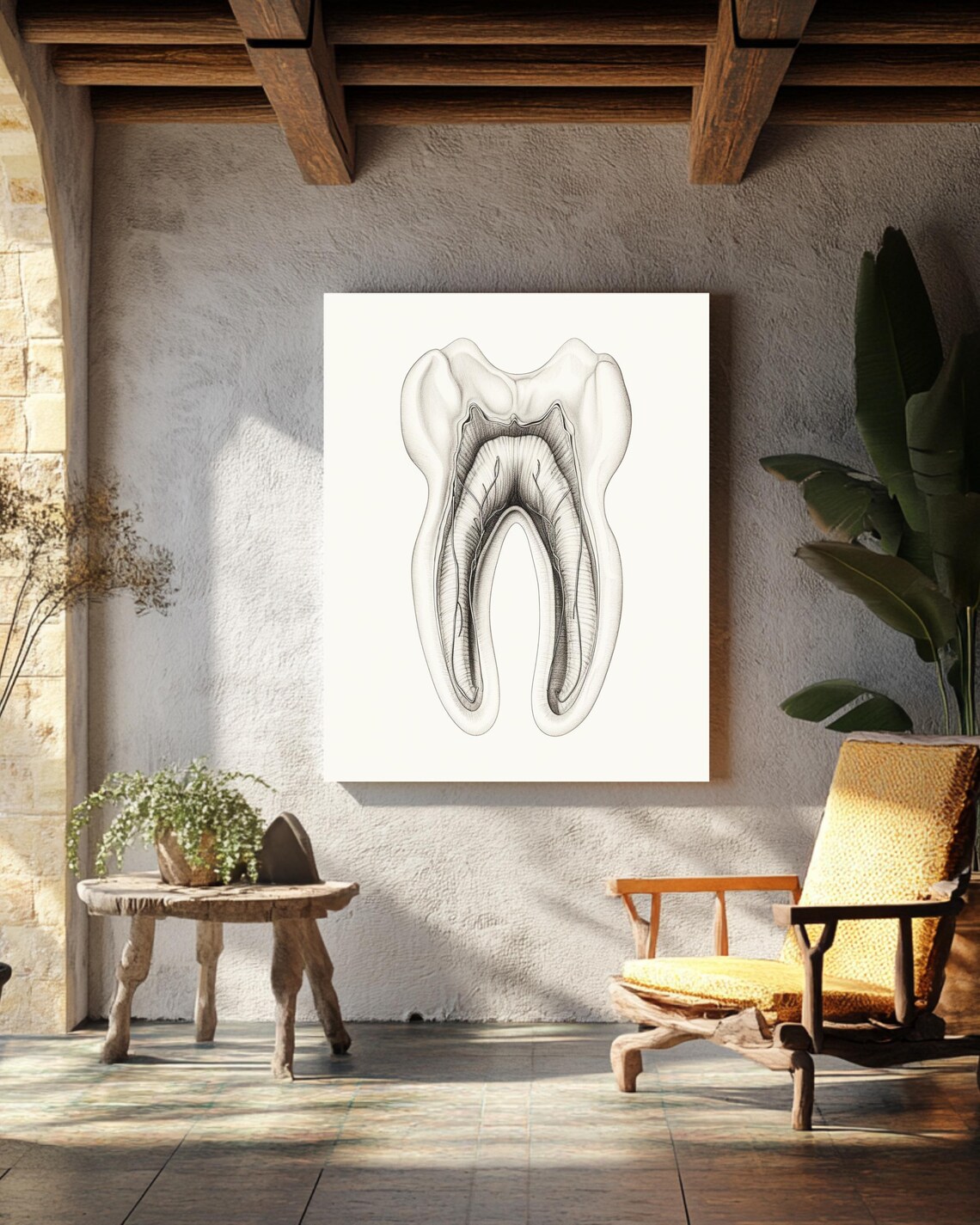 Minimalist Tooth Anatomy Canvas Print, Black Ink Dental Art - Etsy