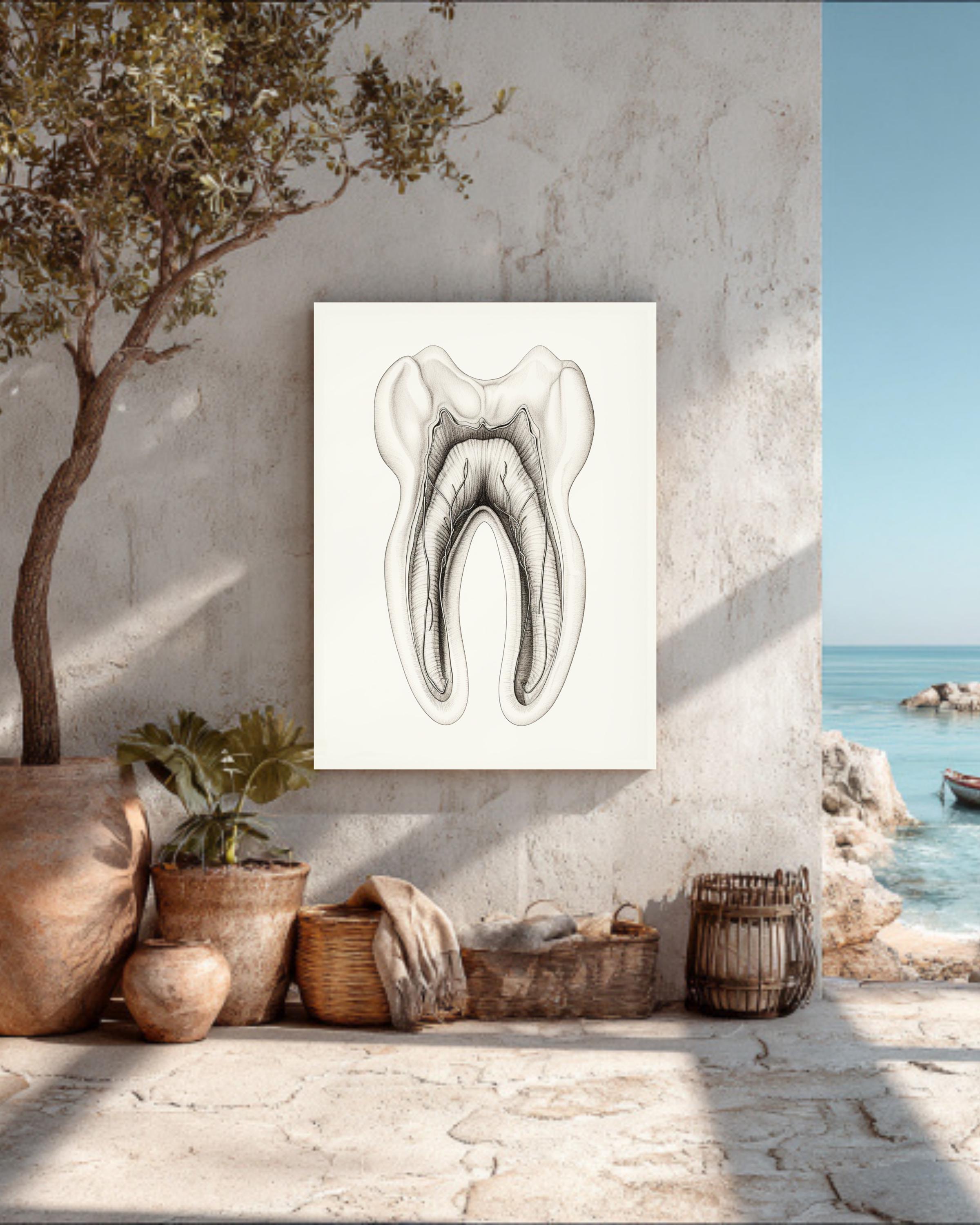 Minimalist Tooth Anatomy Canvas Print, Black Ink Dental Art - Etsy