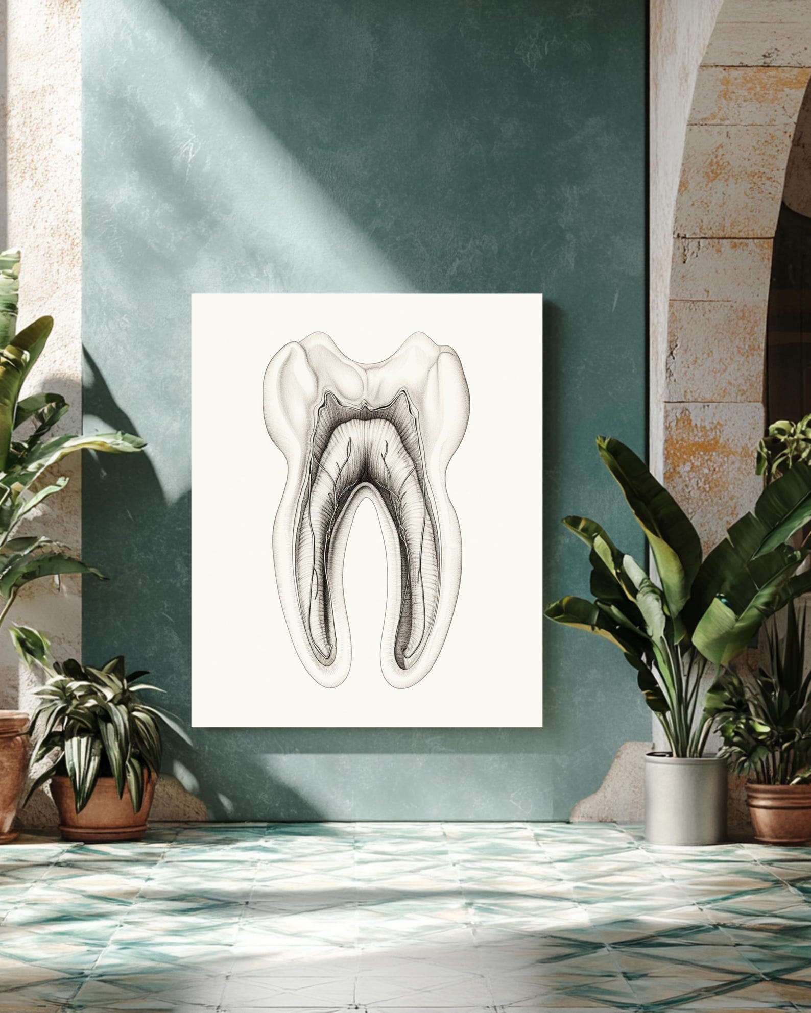 Minimalist Tooth Anatomy Canvas Print, Black Ink Dental Art - Etsy