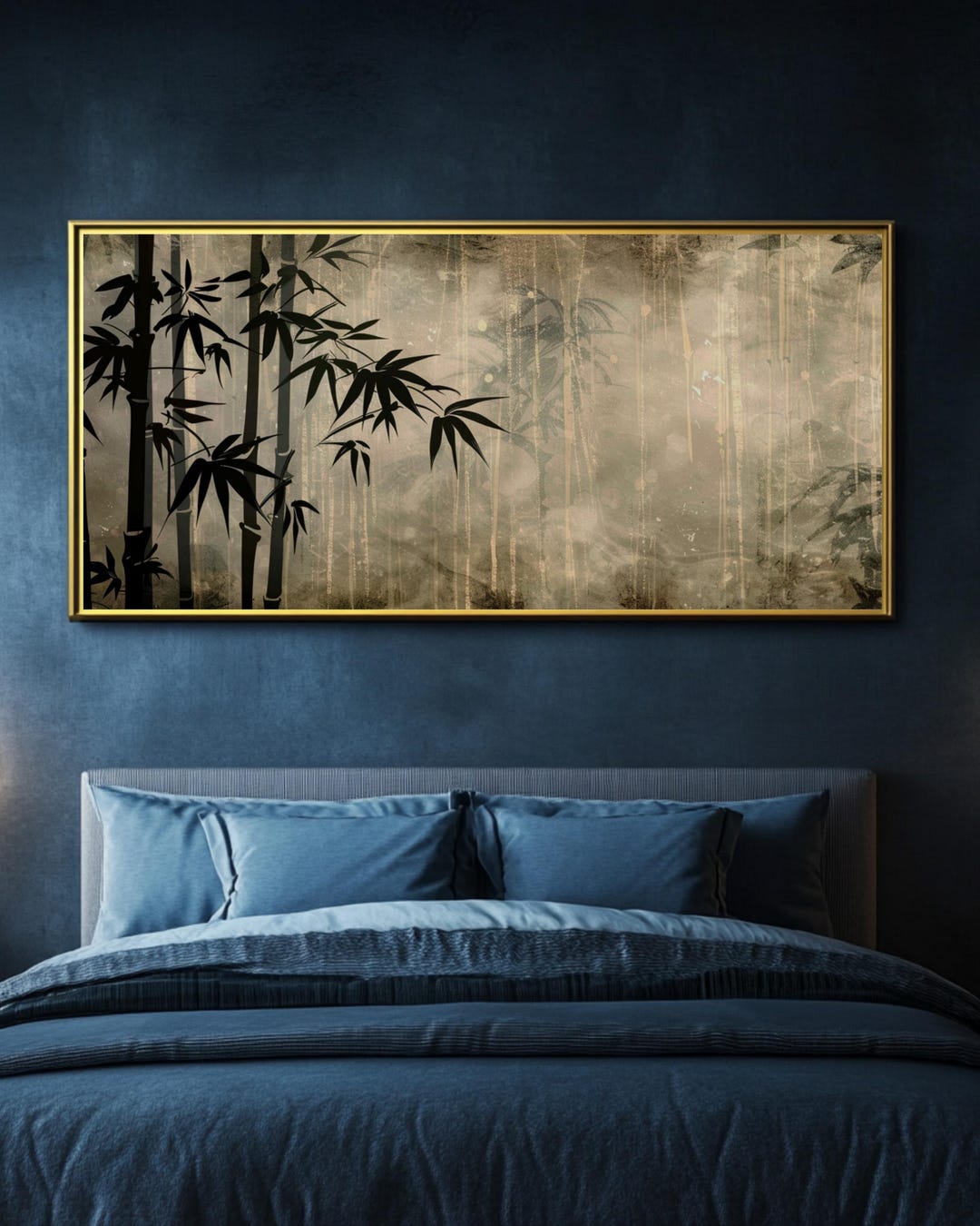 Panoramic Bamboo Forest Canvas | Zen Ink Wash, Earthy Tones Print - Etsy