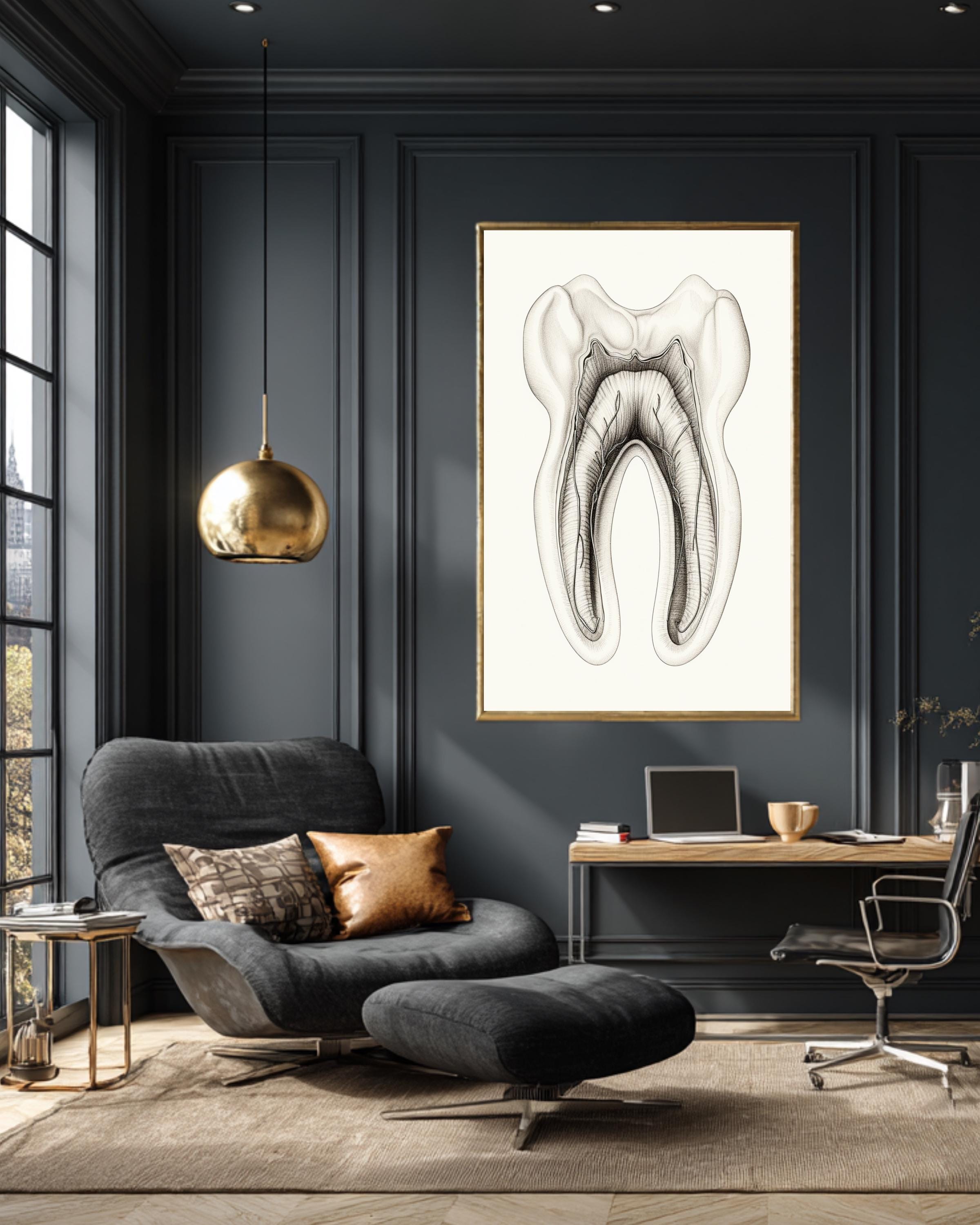Minimalist Tooth Anatomy Canvas Print, Black Ink Dental Art - Etsy