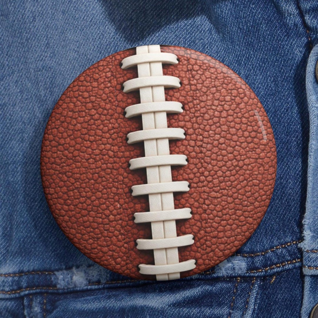 Football Texture Pin Button | Game Day Jacket Pin | Tailgate Sports ...