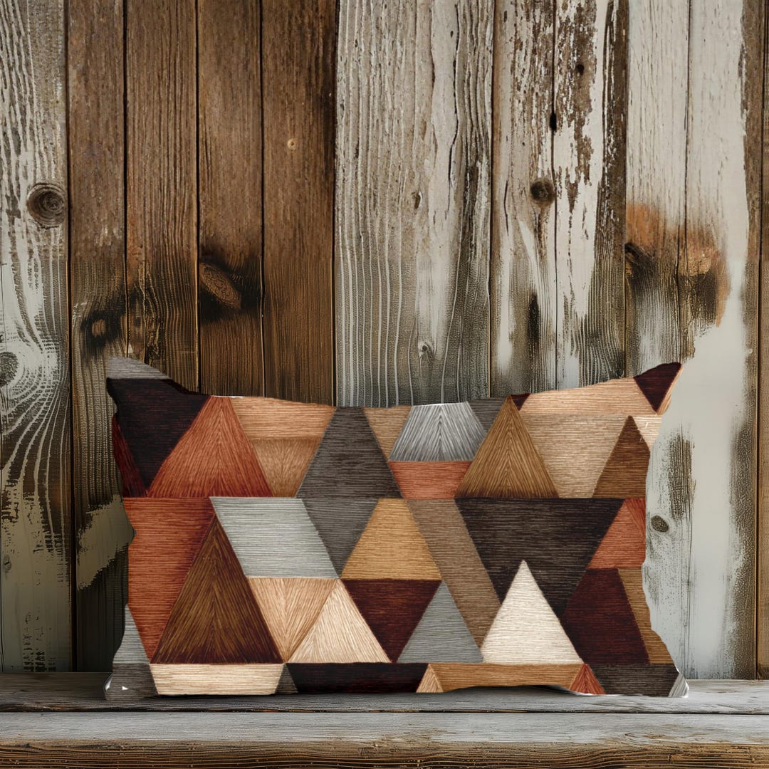Modern Geometric Mocha Lumbar Pillow 20"x14" - 100% Spun Polyester ...