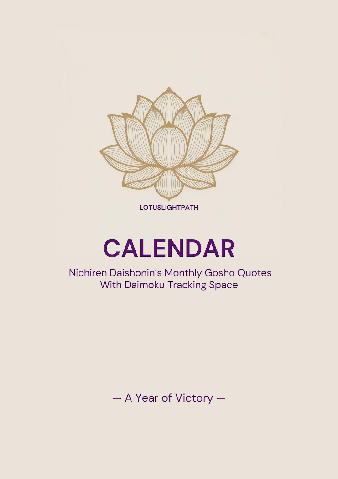 2026 Nichiren Buddhist Calendar | Gosho Quotes & Daimoku Tracker ...