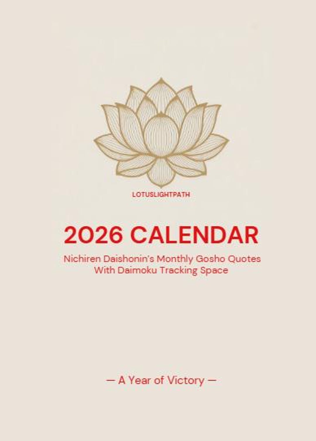 2026 Nichiren Buddhist Calendar | Gosho Quotes & Daimoku Tracker ...