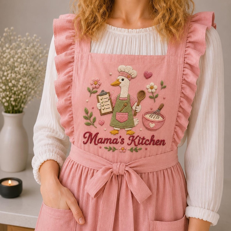 Embroidered Custom Silly Goose Chef Apron, Vintage Kitchen Apron ...