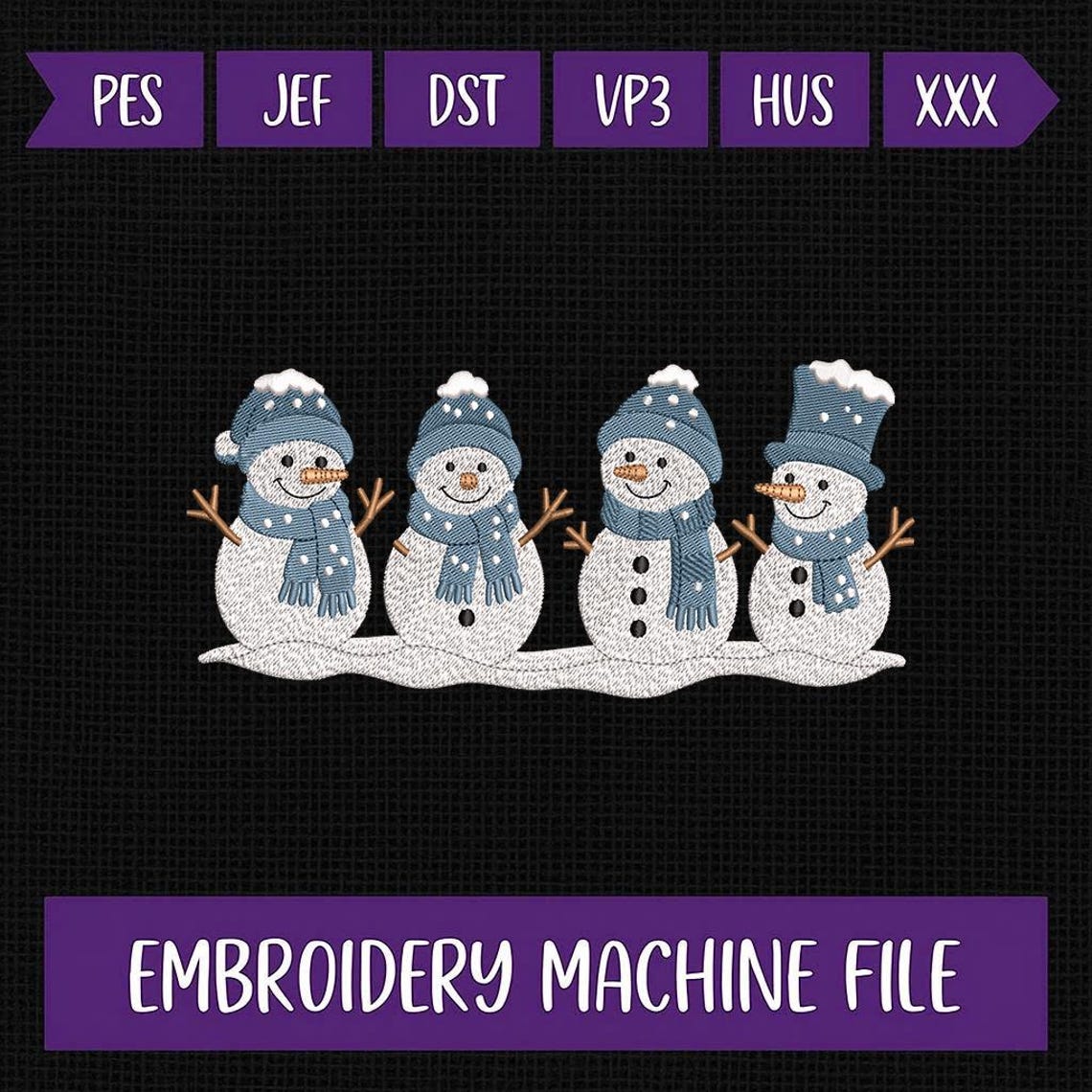 Snowman Family Embroidery Design | Winter Snowman Group Machine ...