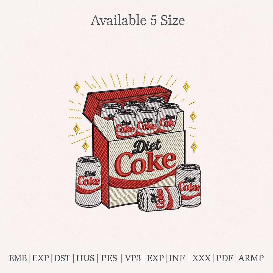 Retro Soda Can Embroidery Design, Vintage Soft Drink Box, Fizzy Drink ...
