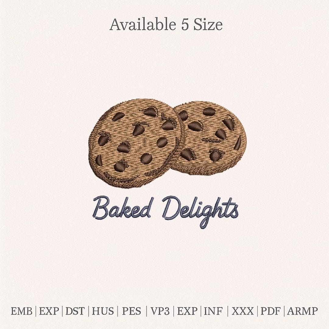 Baked Delights Cookie Embroidery Design | Chocolate Chip Cookies ...