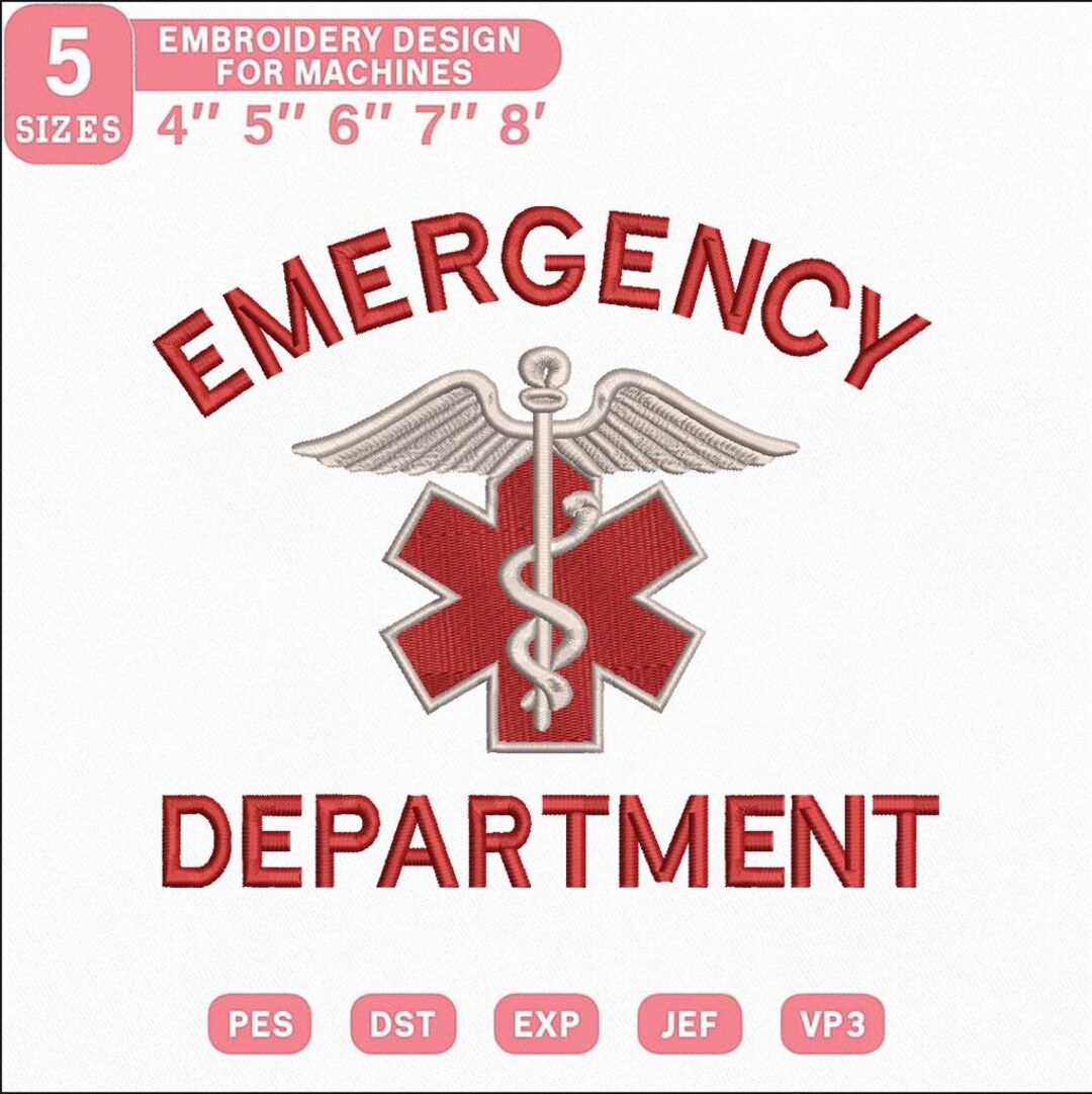 Emergency Department Embroidery Design, Medical EMS Logo, Nurse Doctor ...