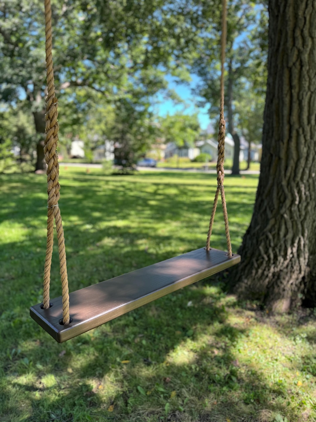 Dark Brown Stained Double Swing | Porch Swing| Bench Swing | Adult ...