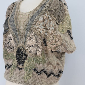 90s 80s Abstract Art to Wear Sweater Rayon Mixed Media Velvet Metallic ...