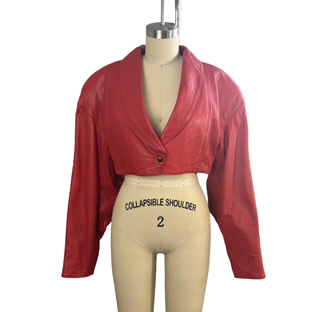 Red Cropped Leather Jacket Michael Hoban for North Beach Leather ...