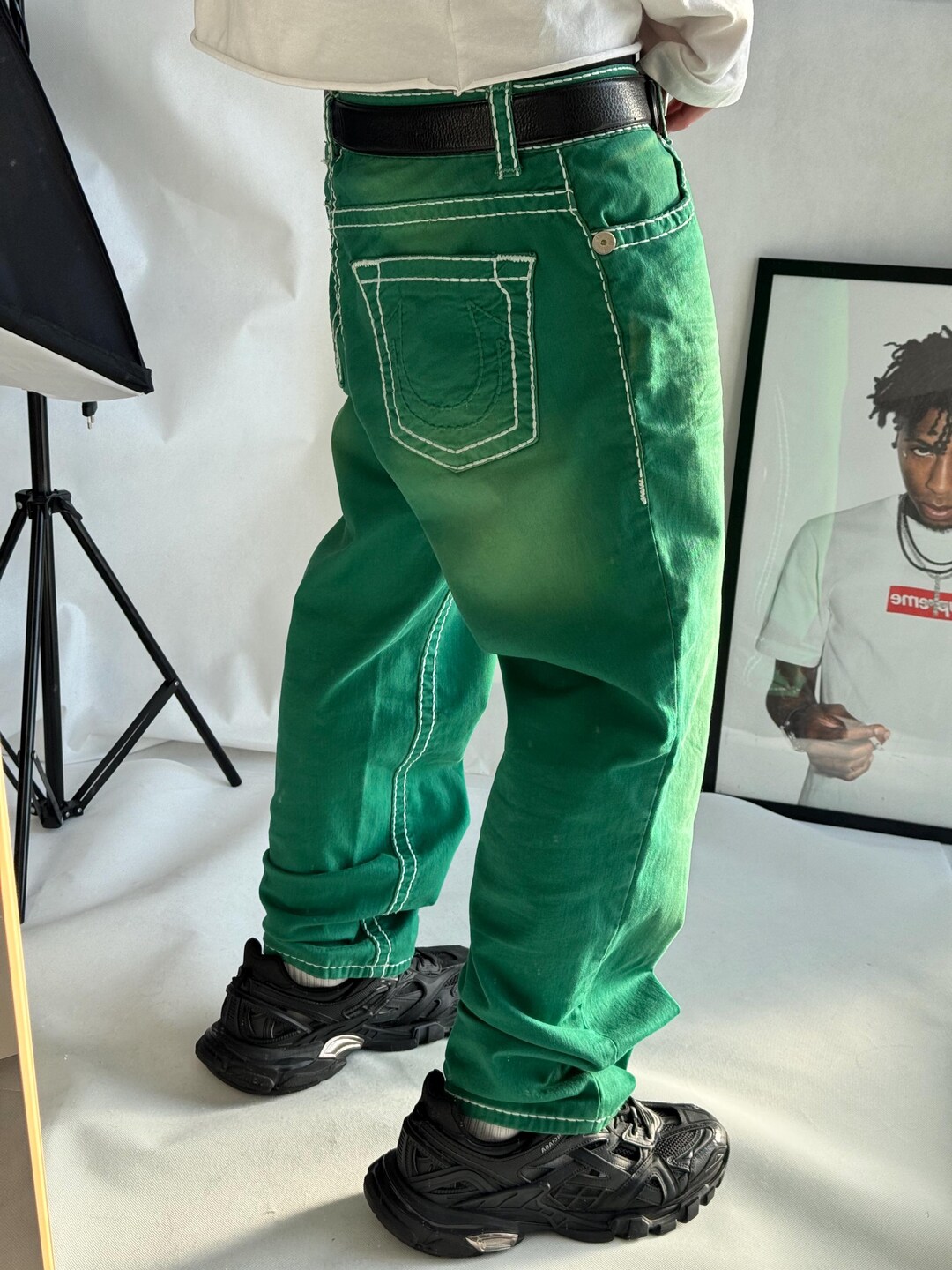Vintage Usa True Religion Washed Green Swag Denim Jeans - Etsy