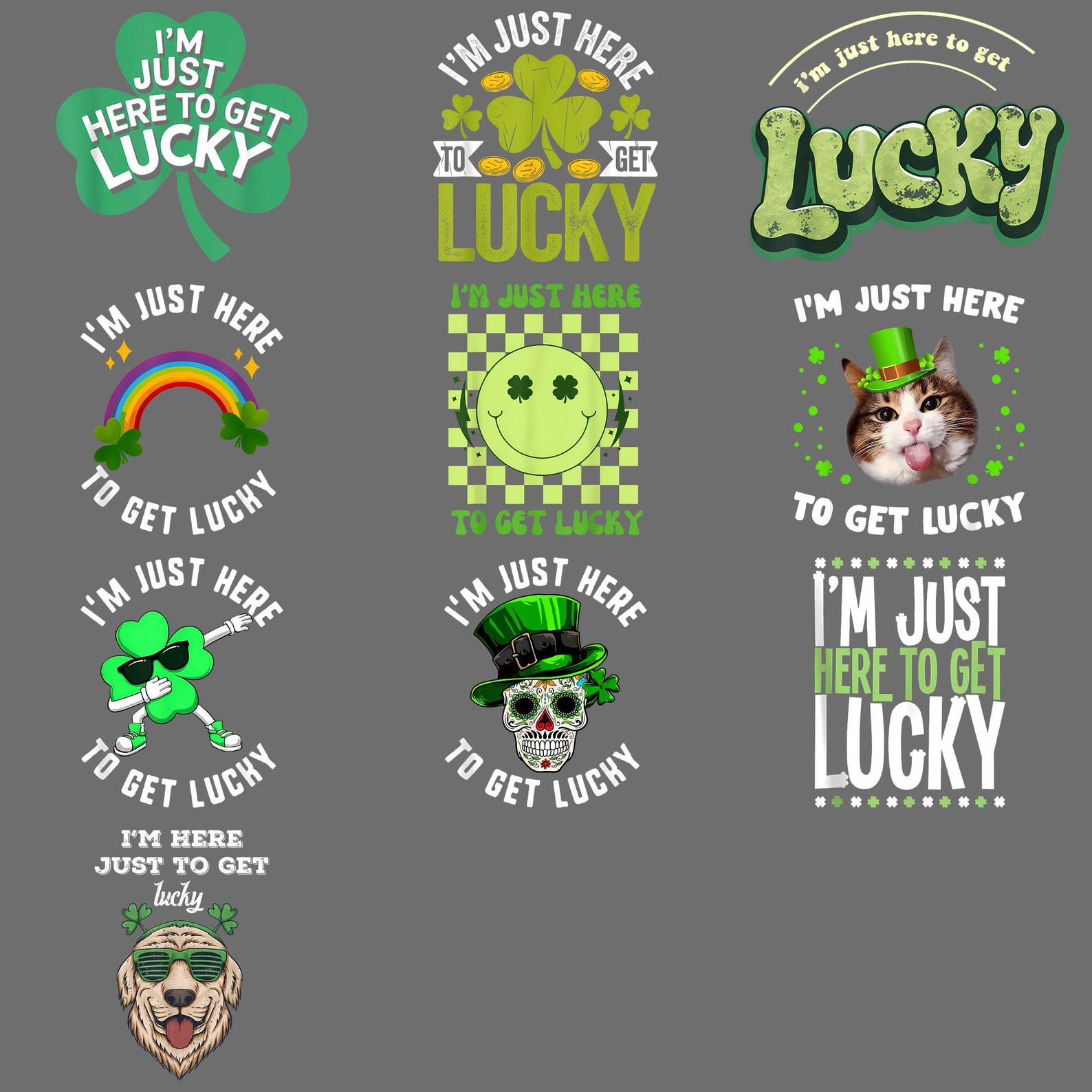 I'm Just Here to Get Lucky Shamrock Funny St Patricks Day PNG – Lucky ...