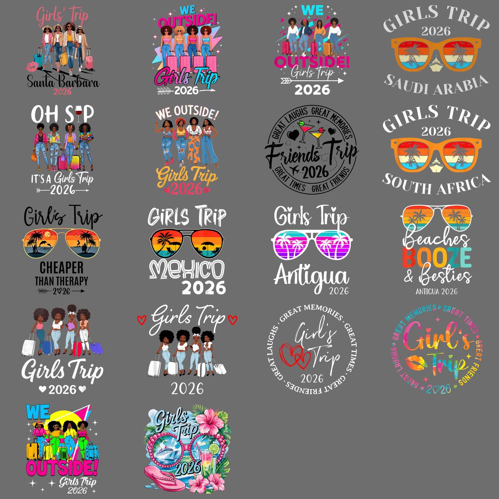 Girls Trip 2026 Womens Weekend Vacation Matching Group PNG – Girls Trip ...