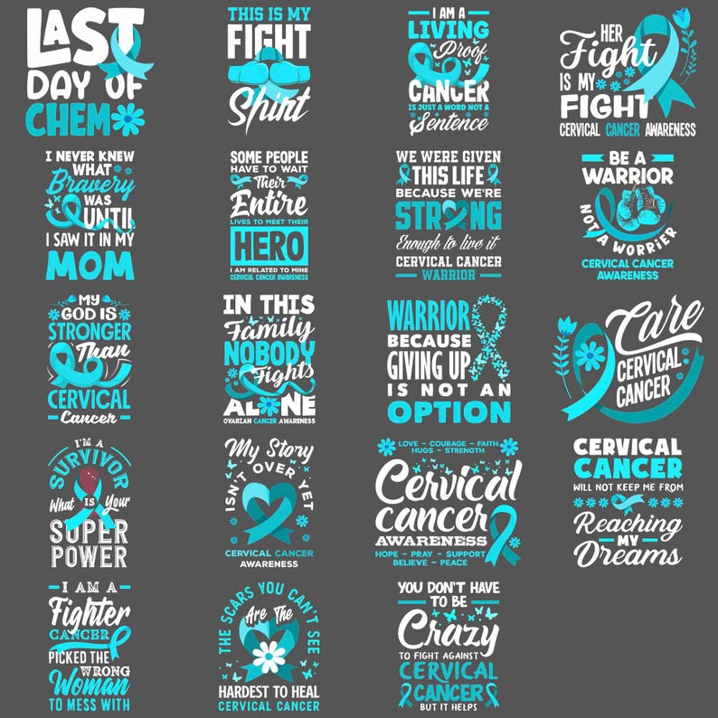 Cervical Cancer Awareness PNG – Motivational Quote Teal Ribbon Clipart ...