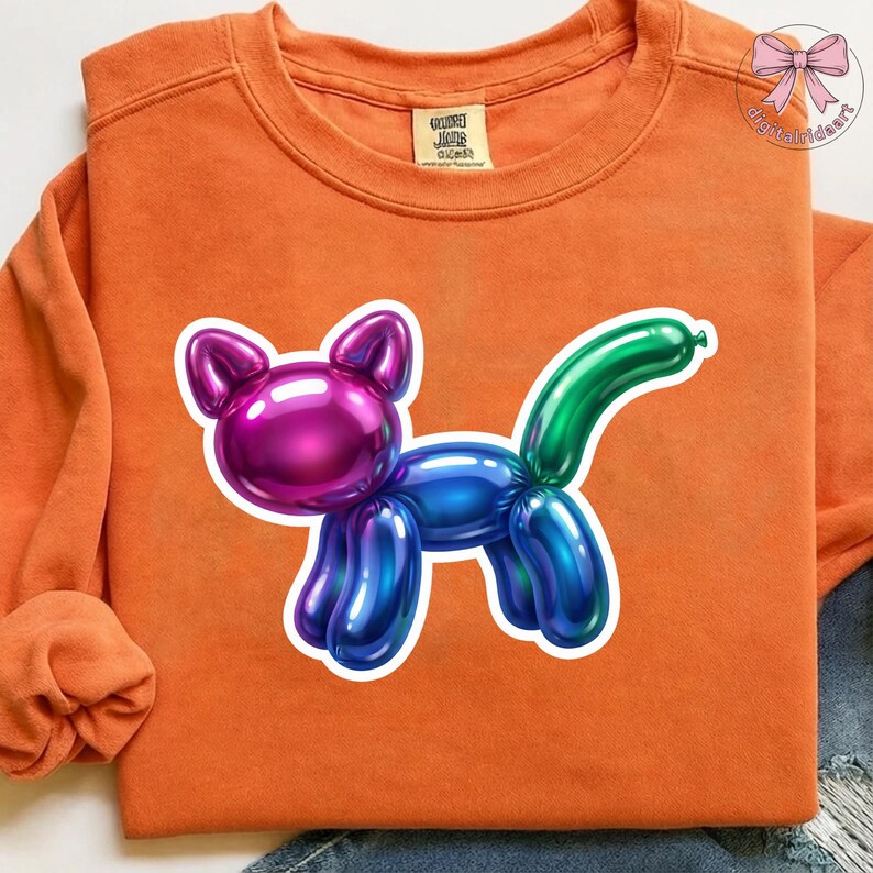 Balloon Animal Cat PNG, Brushstroke Valentine Clipart (digital Download ...