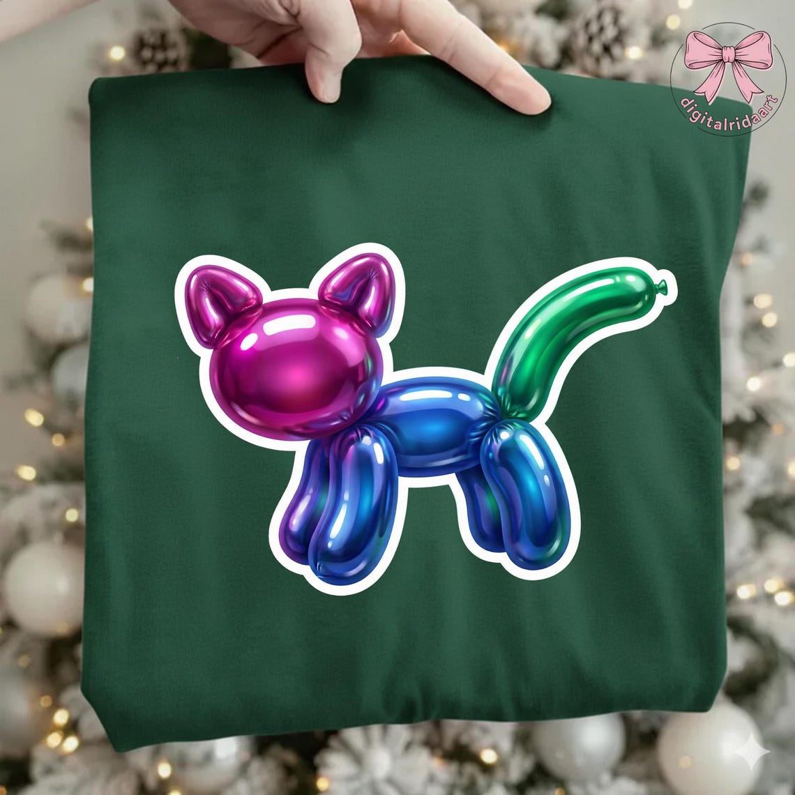 Balloon Animal Cat PNG, Brushstroke Valentine Clipart (digital Download ...
