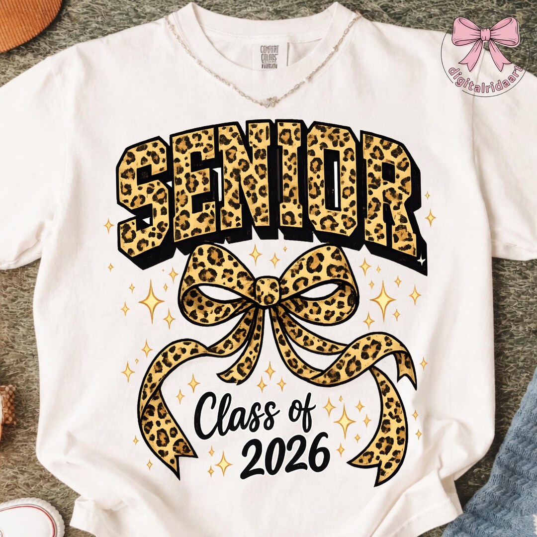 Senior Class of 2026 PNG: Leopard Print Bow Graduation Png School ...