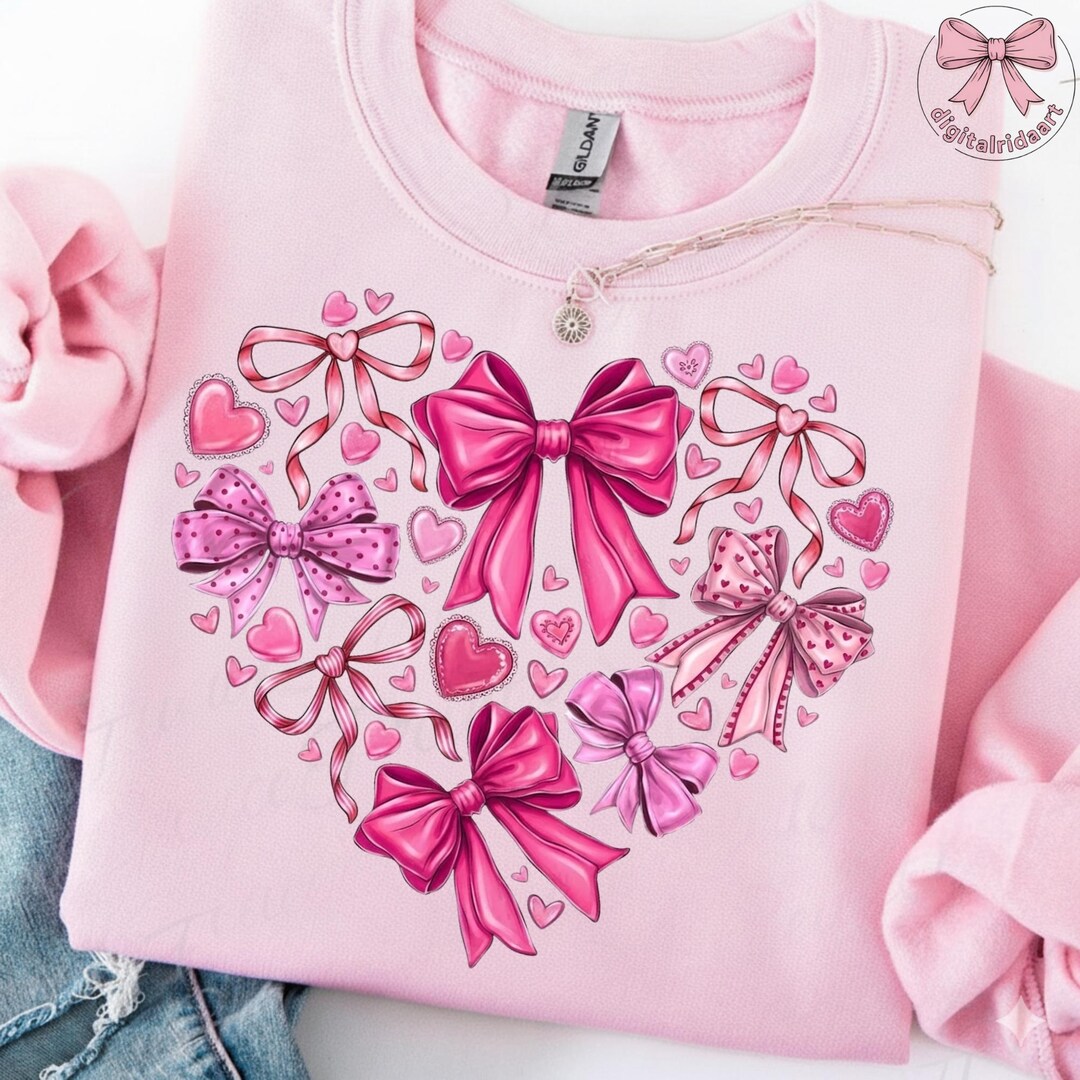 Heart Bow PNG | Pink Romantic Bows With Hearts | Love Clipart Digital ...
