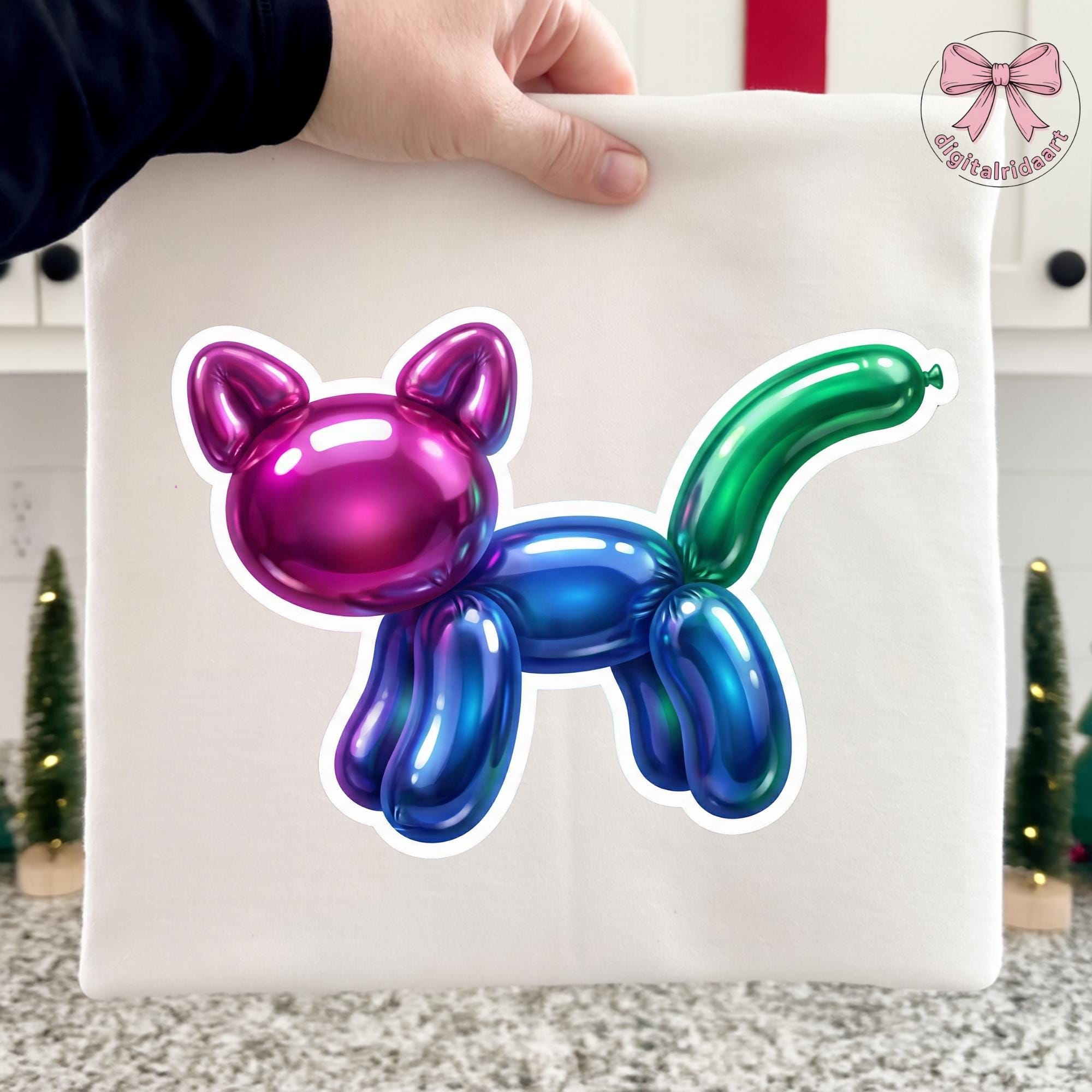 Balloon Animal Cat PNG, Brushstroke Valentine Clipart (digital Download ...