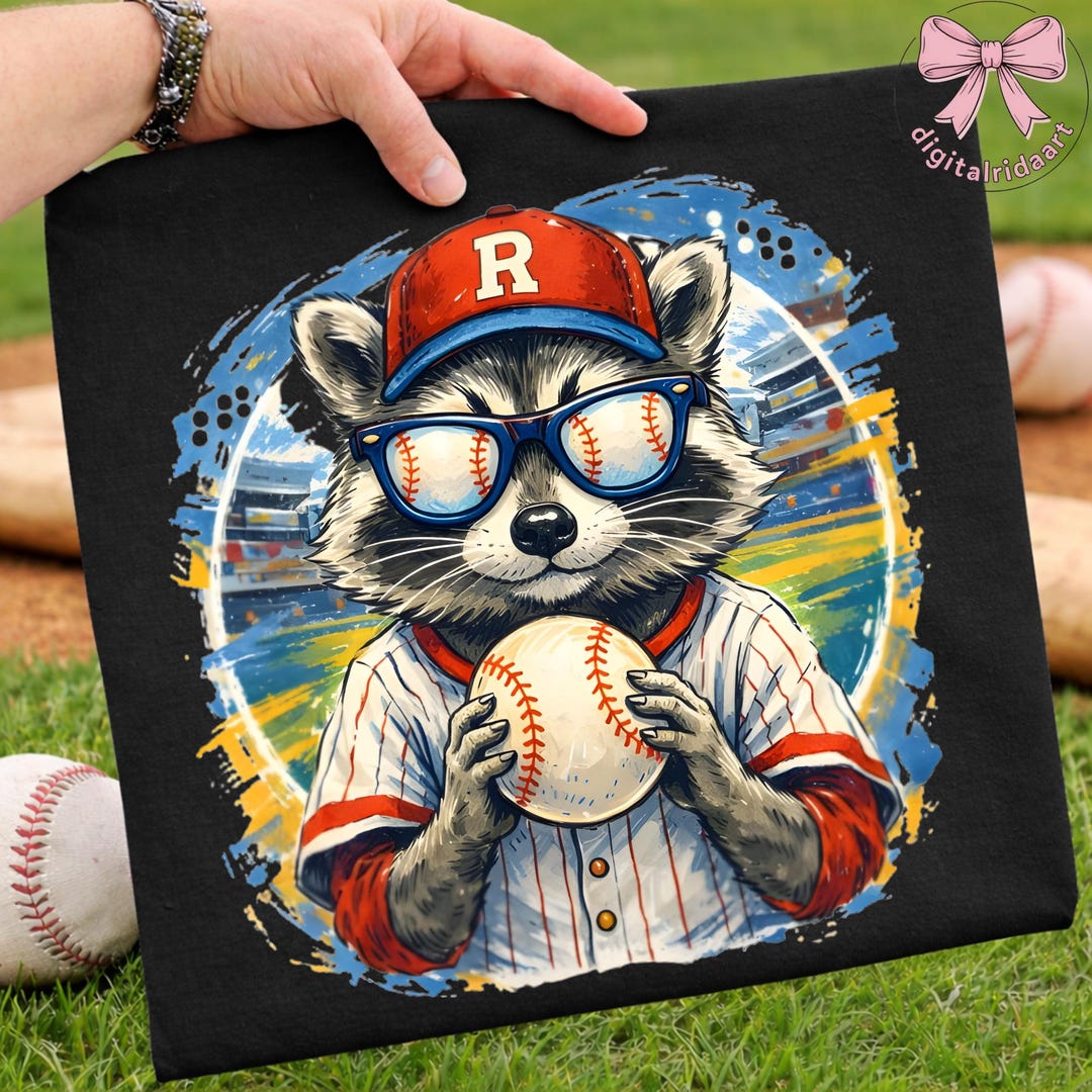 Cool Raccoon Baseball Art PNG: Funny Animal Sports Illustration Png ...
