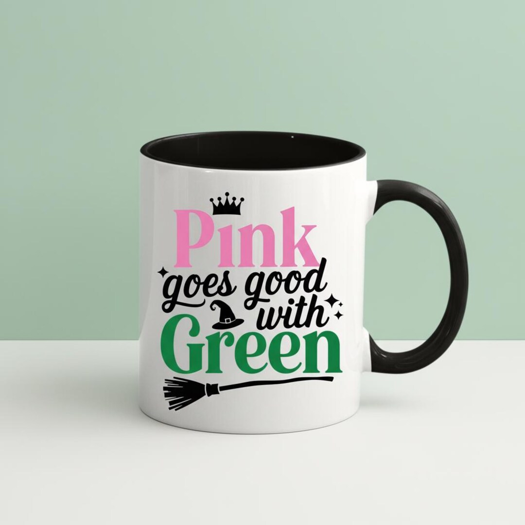 Pink Goes Good With Green Mug, Wicked the Musical Coffee Cups, Defying ...