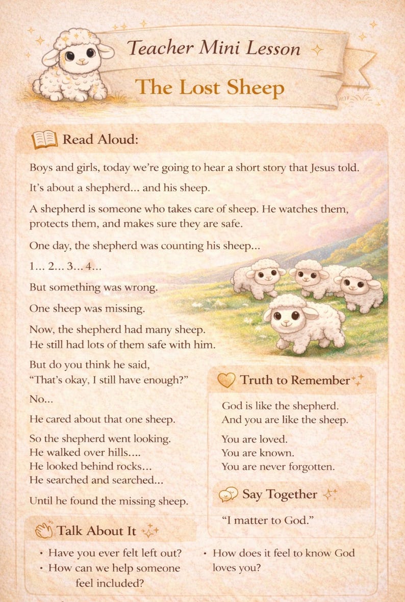 The Lost Sheep Activity Pack & Bible Lesson | Printable Bible Busy Book ...