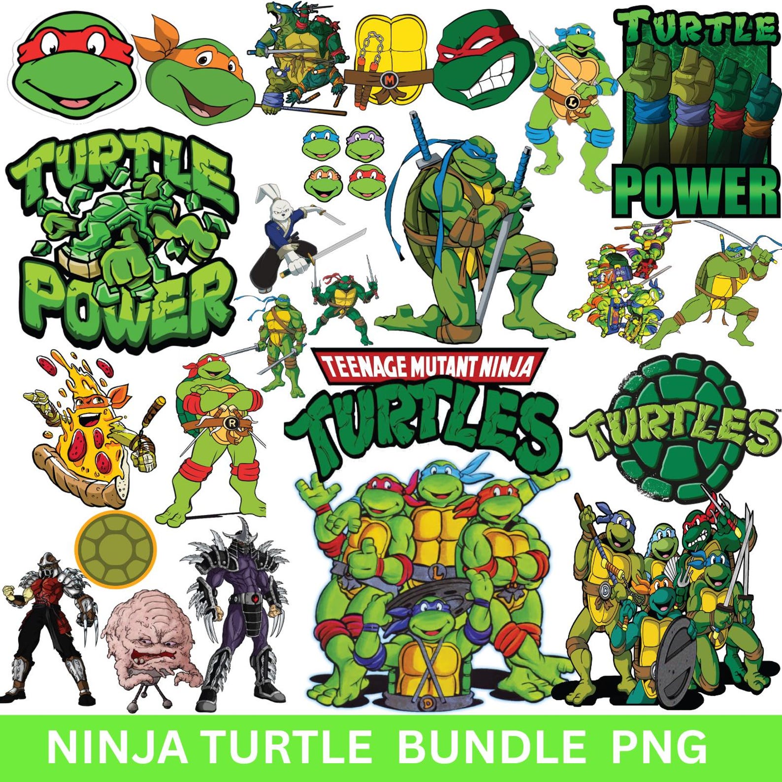 Ninja Turtles PNG Clipart Bundle, Cricut & Sublimation (digital ...