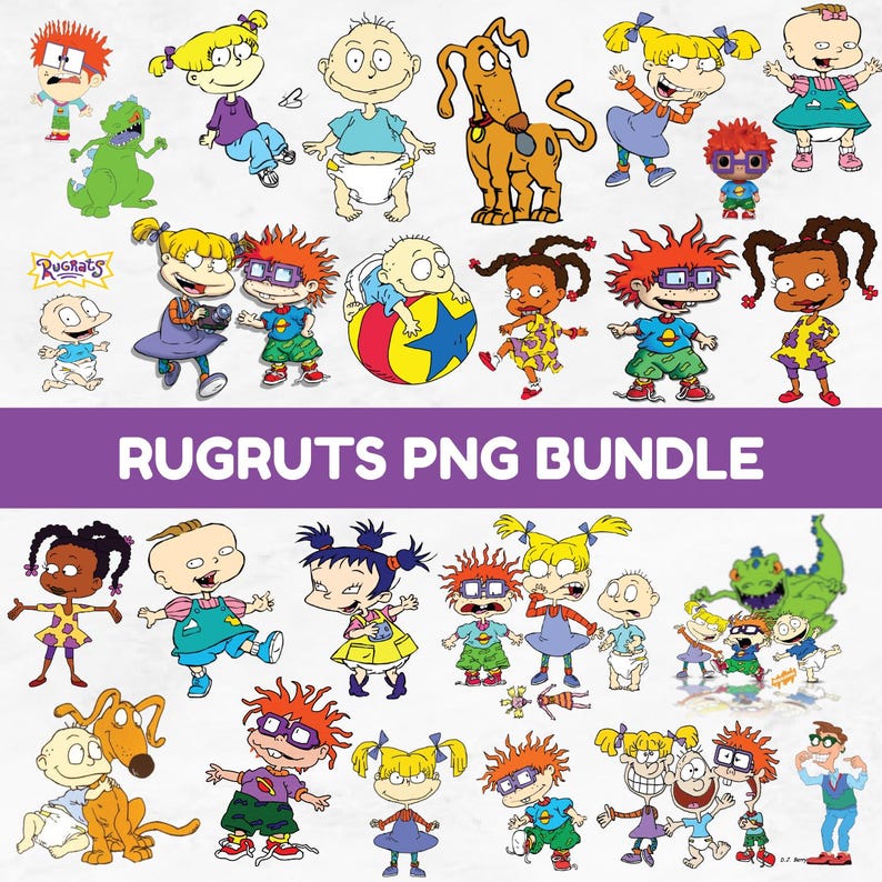 Rugrats Cartoon Character Clipart Bundle, PNG, Vector Files (instant ...