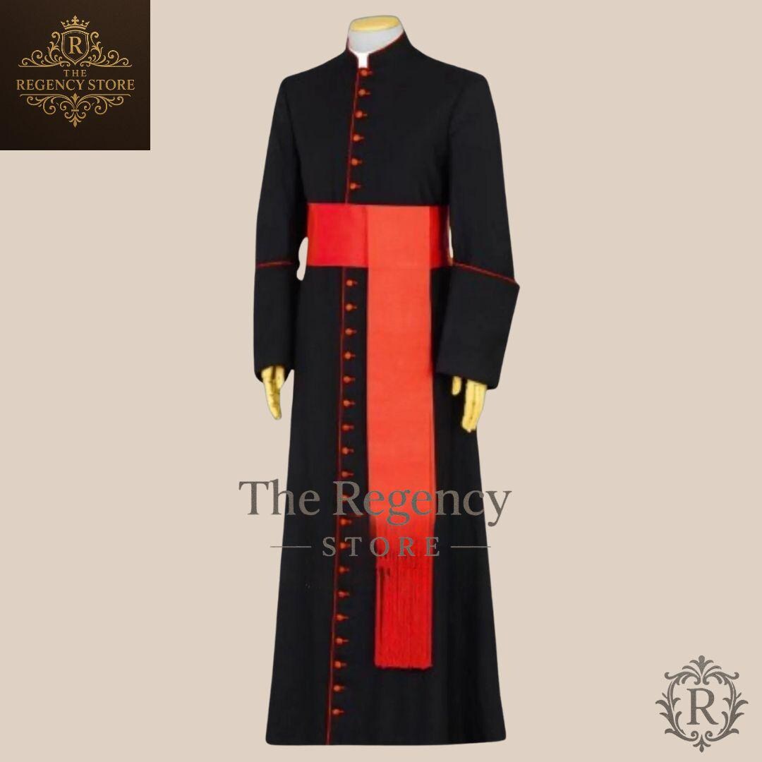 Custom Tailored Black Cassock With Crimson Red Trim – Roman Catholic ...