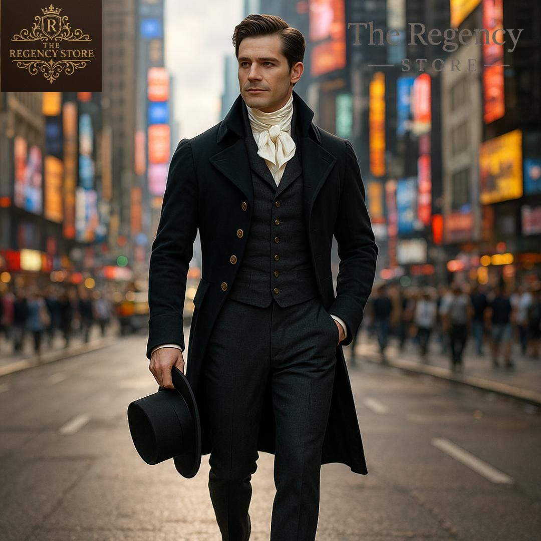 Men's Black Regency Tailcoat | Jane Austin Style Period Cosplay Outfit ...